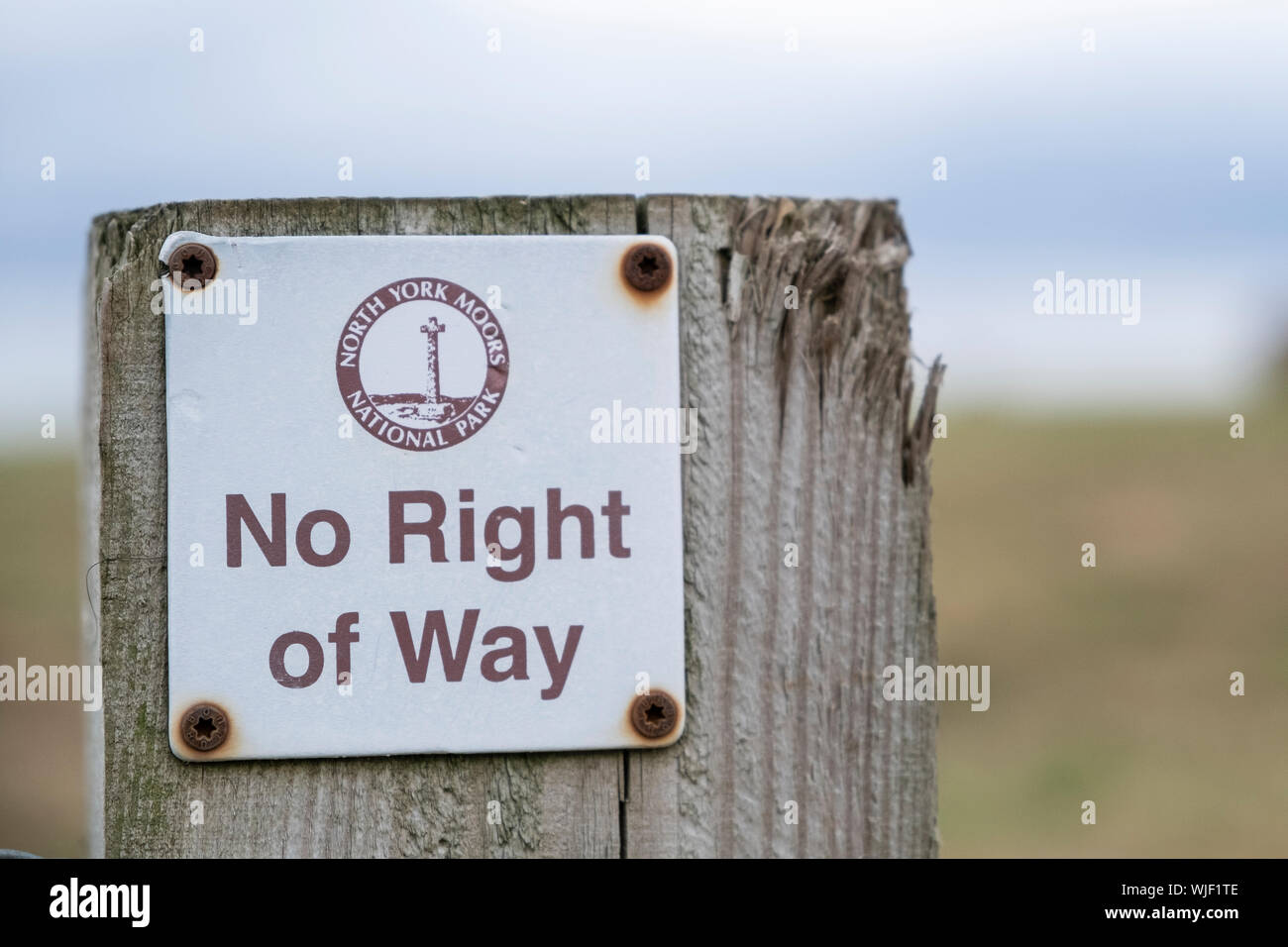 No Right of Way sign on the Cleveland Way, near to Staithes, North ...