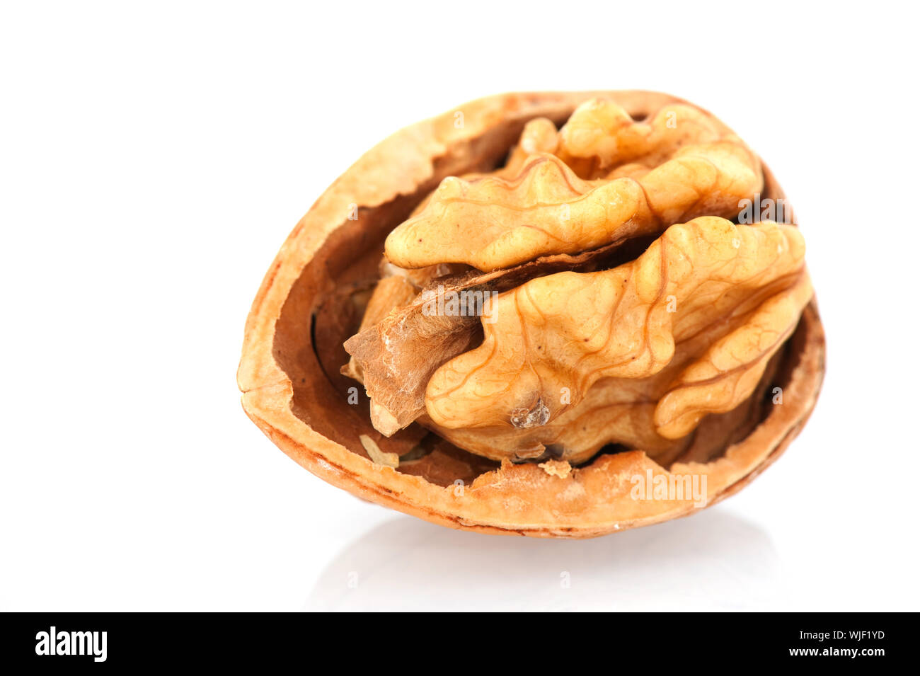 Open healthy walnut isolated over white Stock Photo - Alamy
