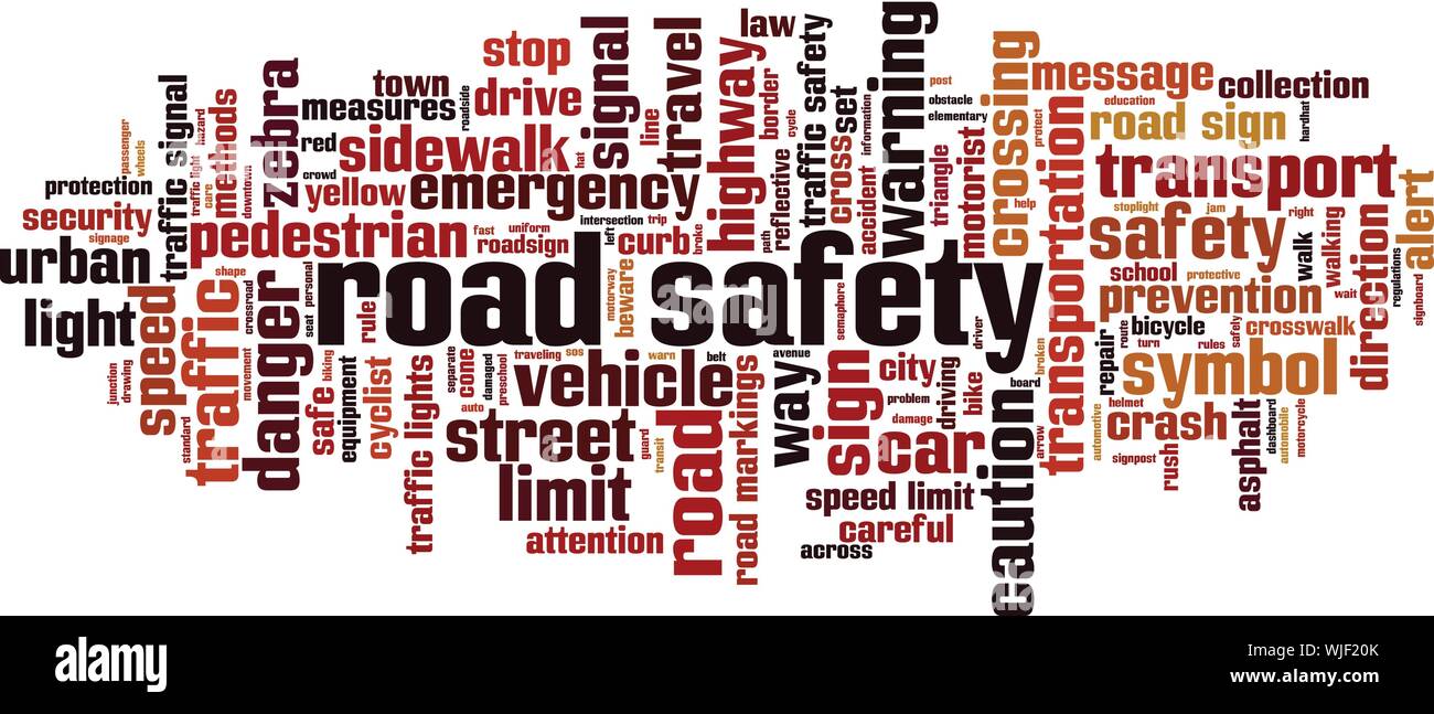 Road safety word cloud concept. Collage made of words about road safety ...