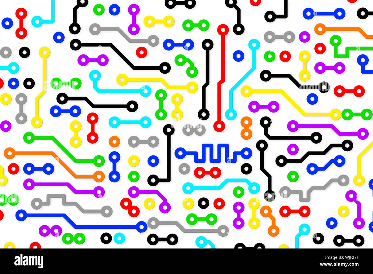 The illustrated background - electronic components of different color ...