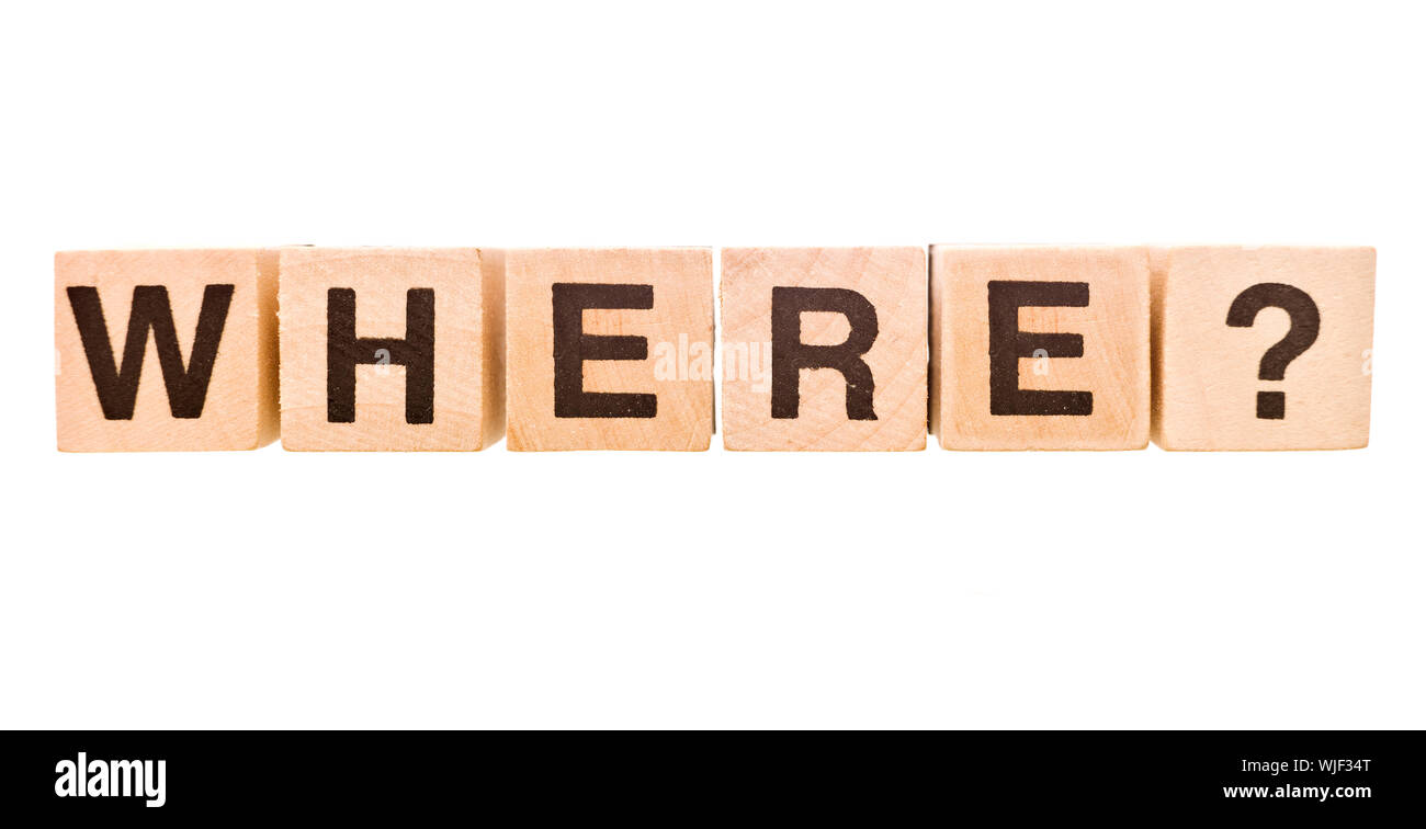 The Word Where wrote of Building Blocks Stock Photo - Alamy