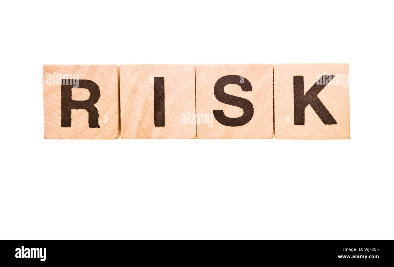 The word Risk wrote of Building Blocks Stock Photo - Alamy