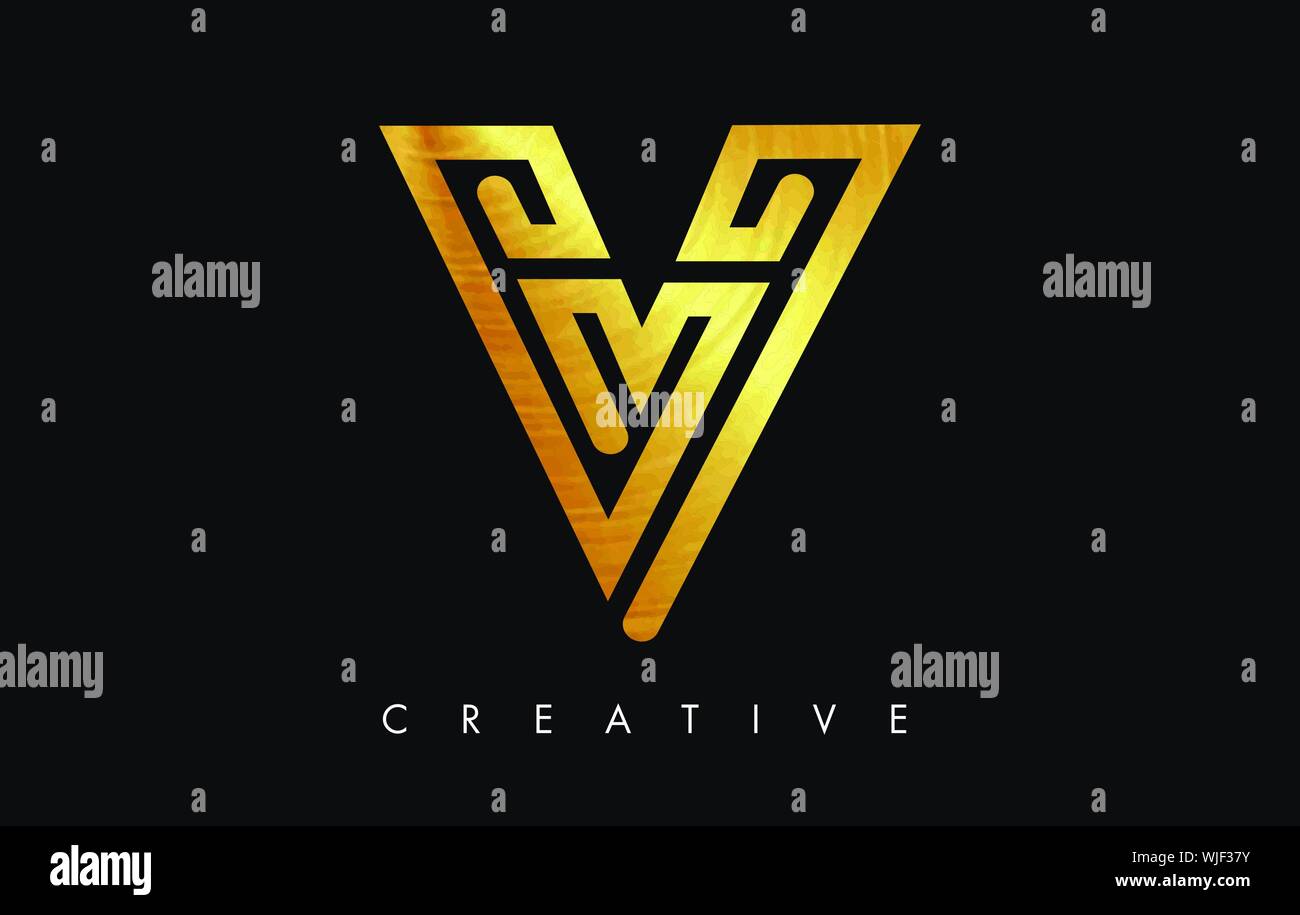 V Letter Logo Icon Design in Golden Colors Texture. V Gold Logo Modern ...