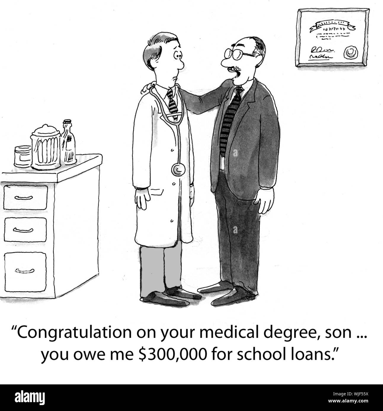 Cartoon doctor and father Black and White Stock Photos & Images - Alamy