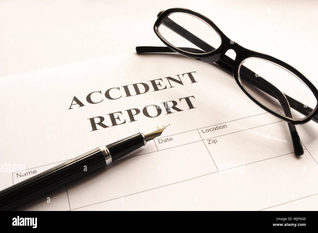 accident report form or document showing insurance concept Stock Photo ...