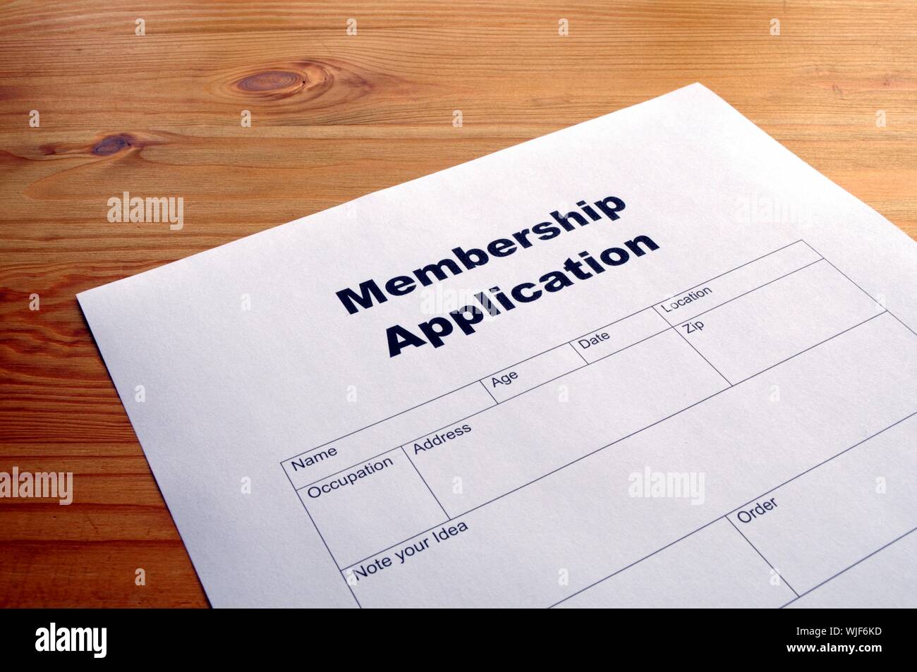 Membership application form hi-res stock photography and images - Alamy
