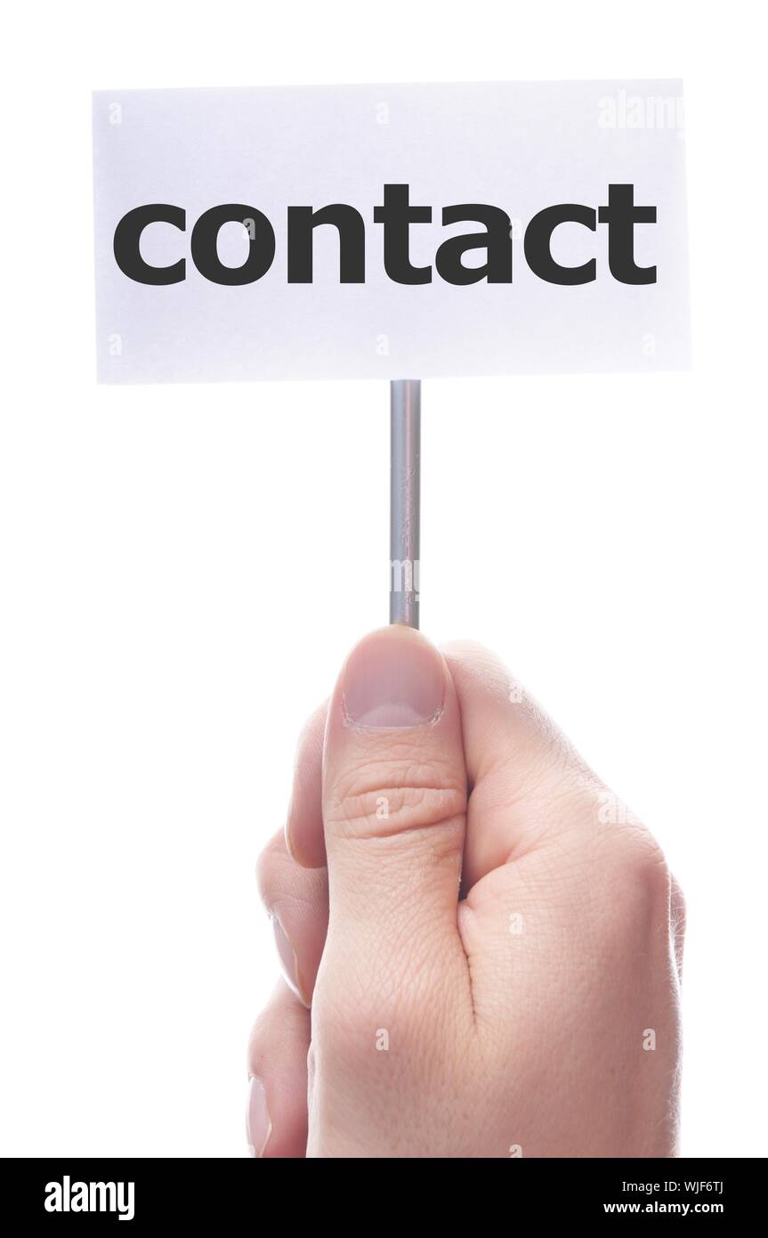 contact us or service concept with hand holding paper Stock Photo - Alamy