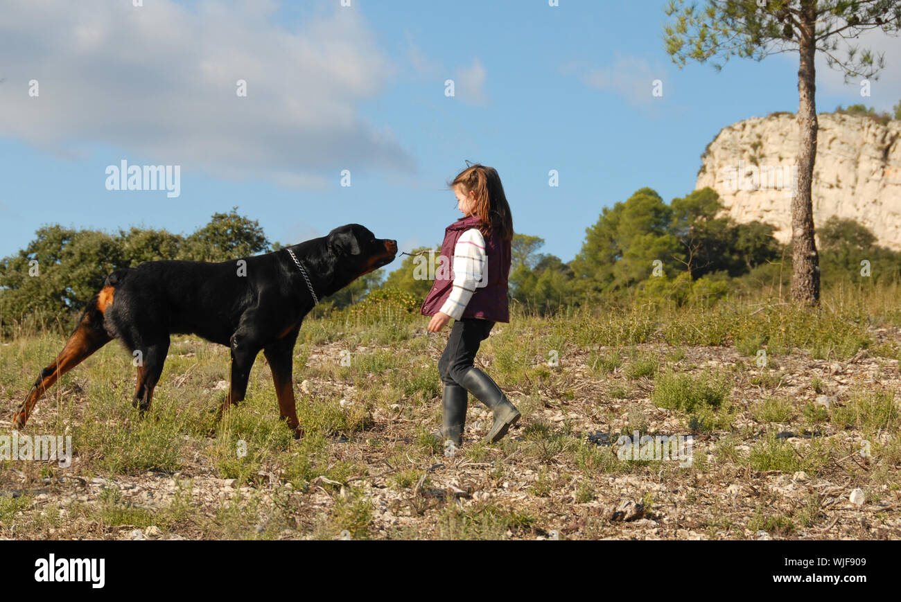 Girl dog rottweiler hi-res stock photography and images - Alamy