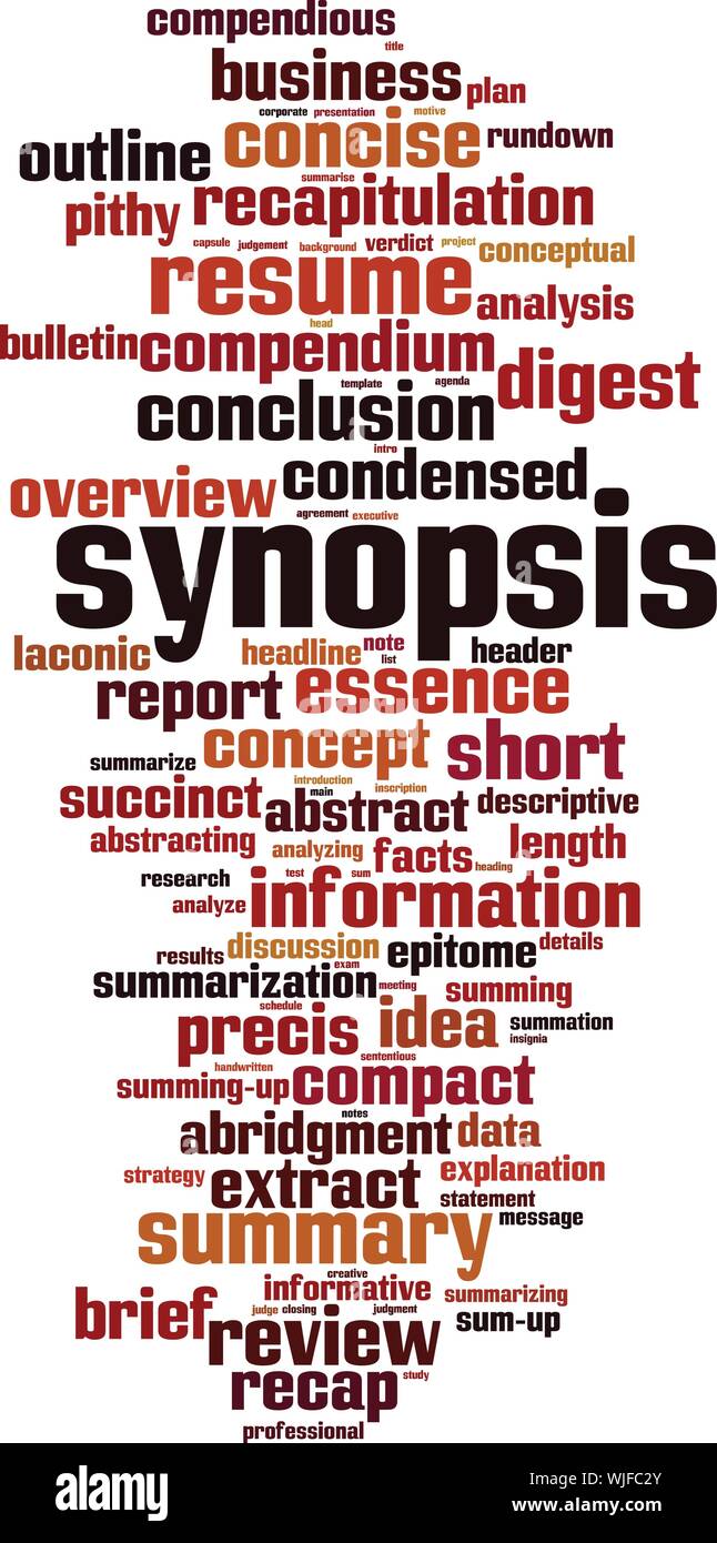 Synopsis word cloud concept. Collage made of words about synopsis ...