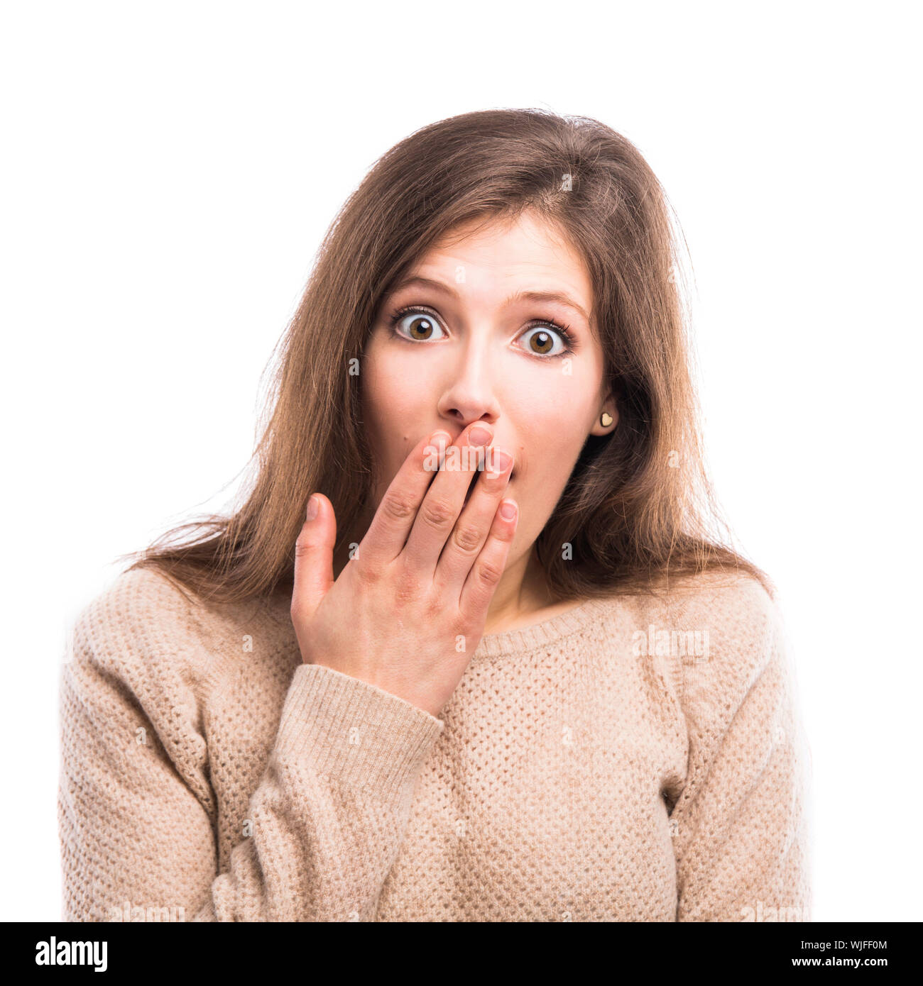 Hand over mouth and astonish hi-res stock photography and images - Alamy