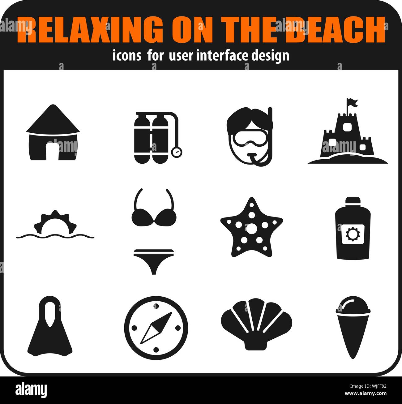 relaxing on the beach icon set Stock Vector Image & Art - Alamy