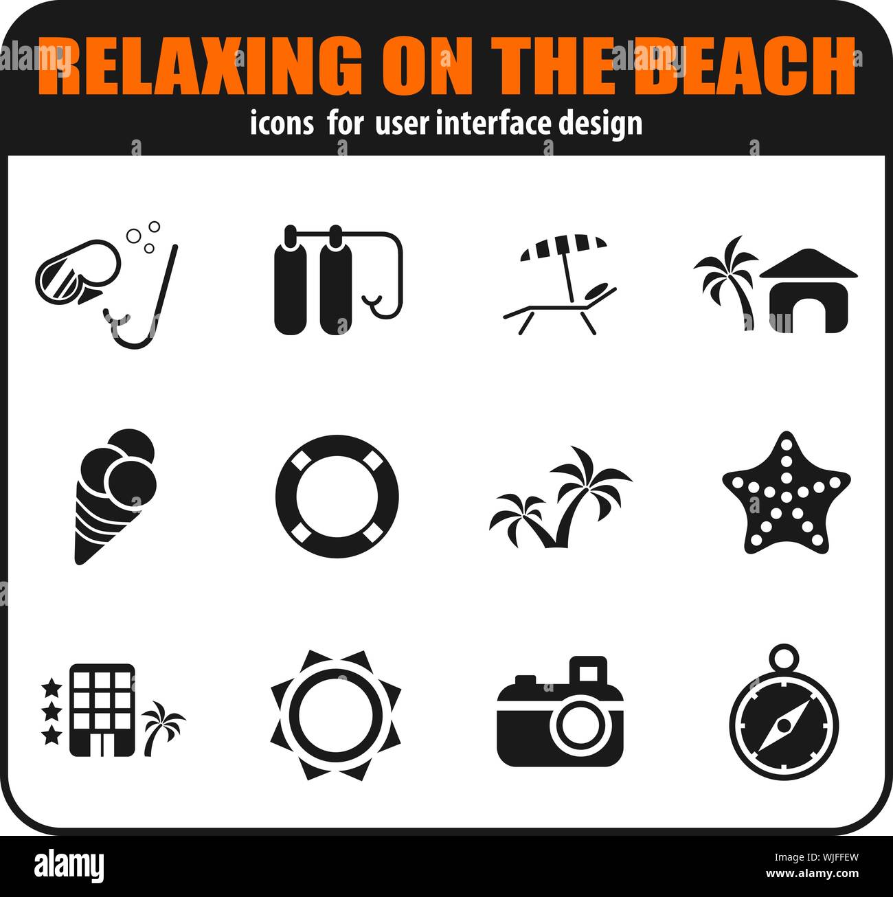 relaxing on the beach icon set Stock Vector Image & Art - Alamy