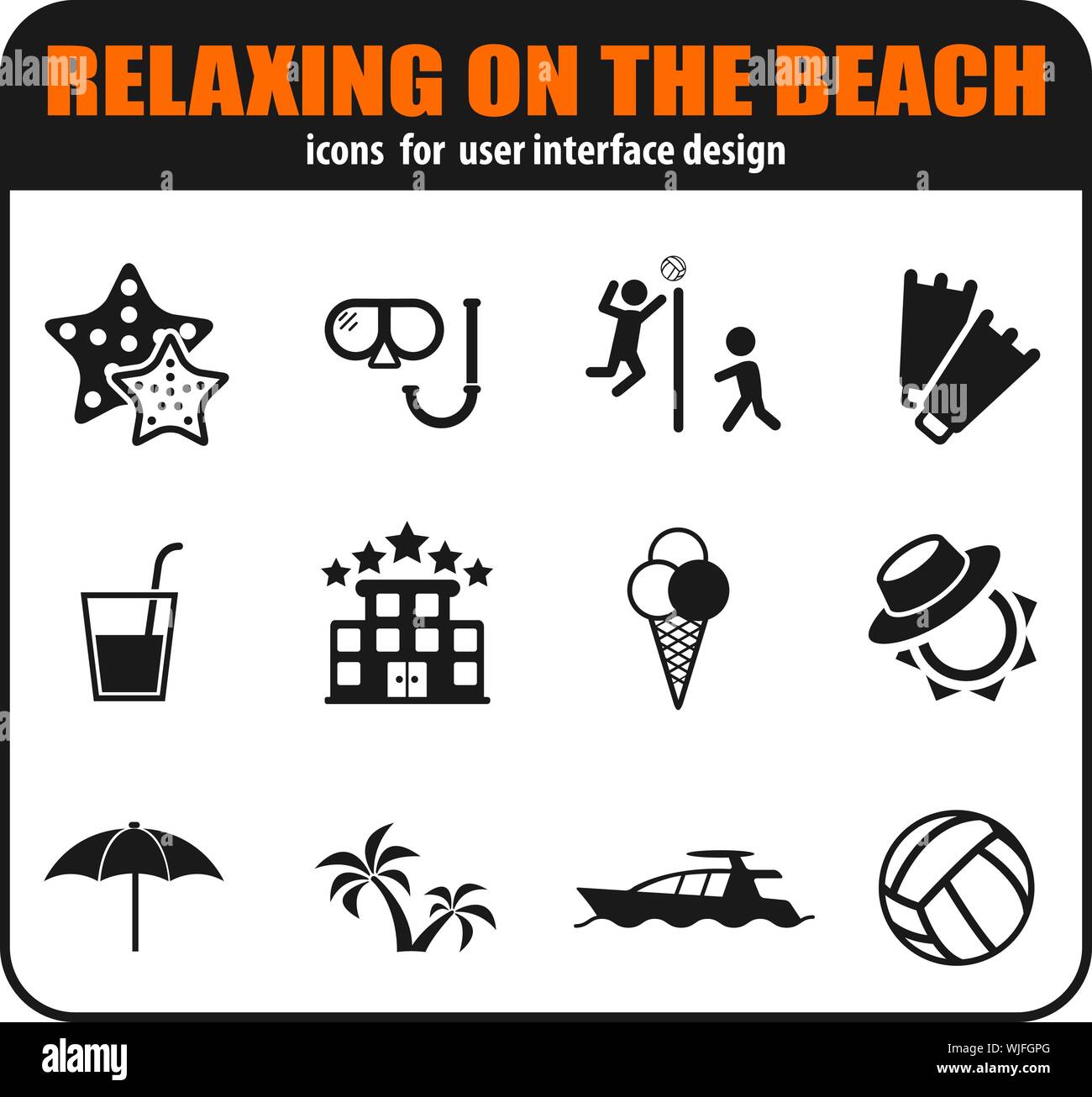 relaxing on the beach icon set Stock Vector Image & Art - Alamy