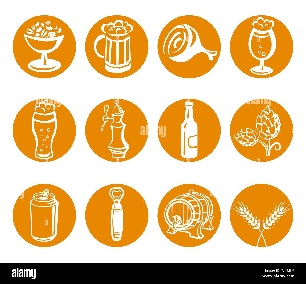 illustration of the beer drinks and snacks icons Stock Vector Image ...