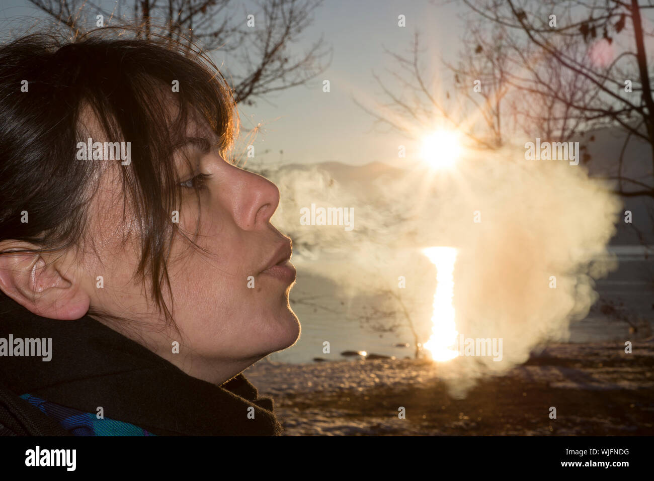 Winter cold exhaling hi-res stock photography and images - Alamy