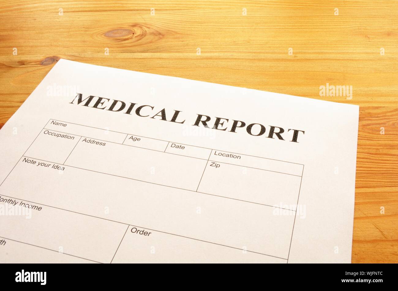 medical report form in doctors hospital office showing health concept ...