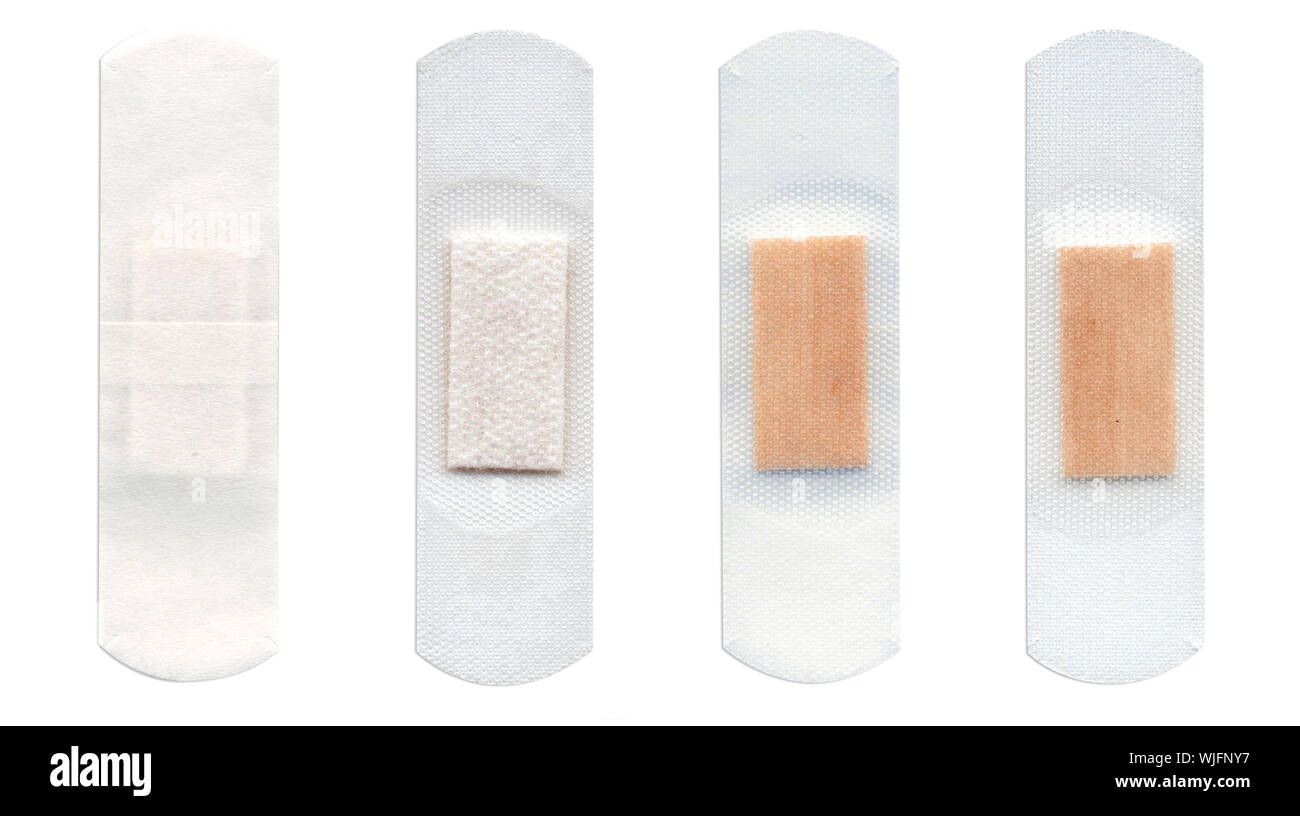 Four transparent first-aid plasters isolated on white background Stock ...