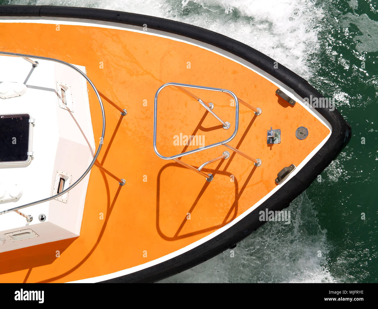 Pilot boat bow view from above Stock Photo - Alamy
