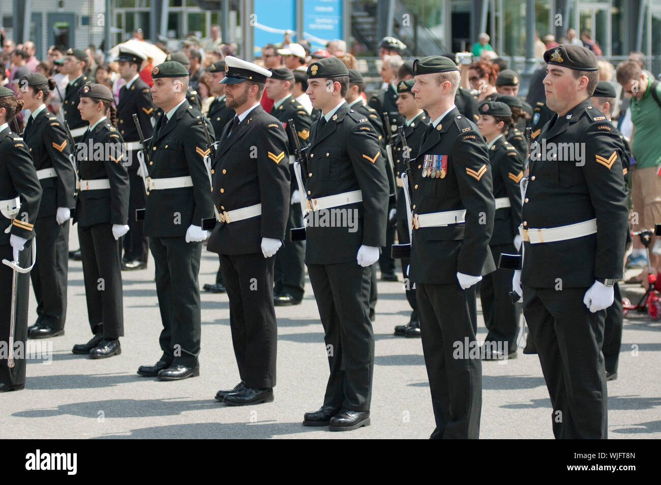 Military parade for Canada Day in Old Port of Montreal Quebec Canada ...