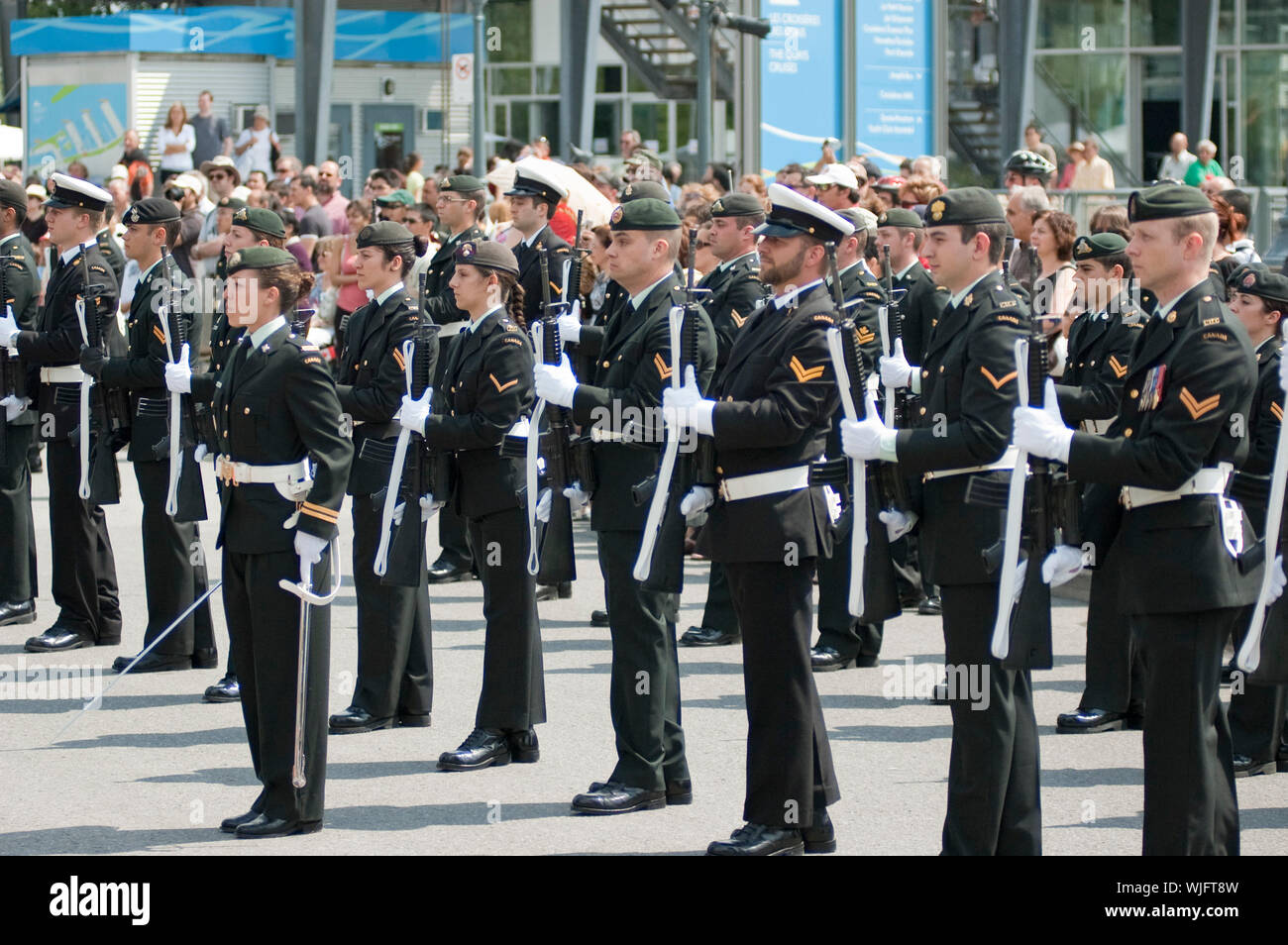 Military parade for Canada Day in Old Port of Montreal Quebec Canada ...