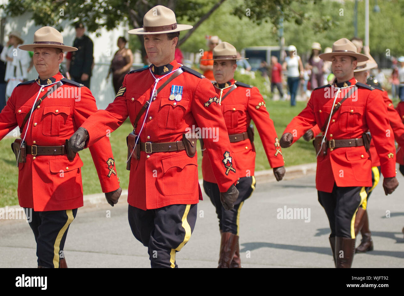 Military parade for Canada Day in Old Port of Montreal Quebec Canada ...