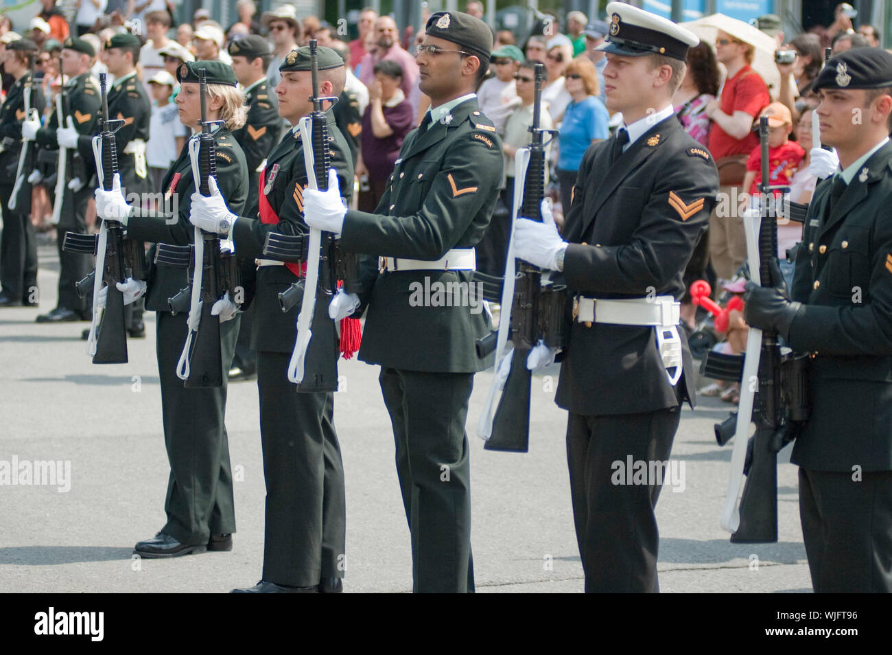 Military parade for Canada Day in Old Port of Montreal Quebec Canada ...
