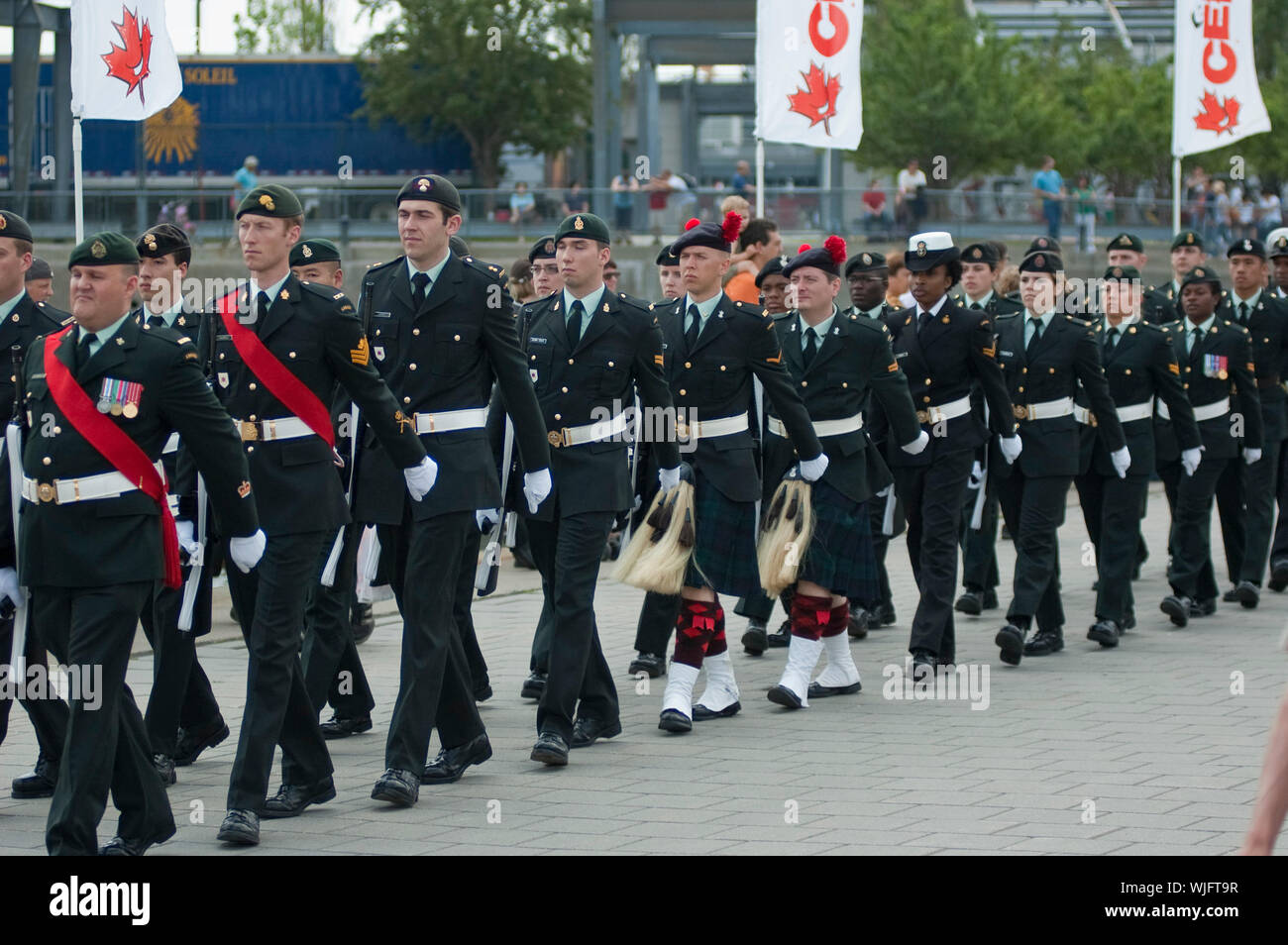 Military parade for Canada Day in Old Port of Montreal Quebec Canada ...
