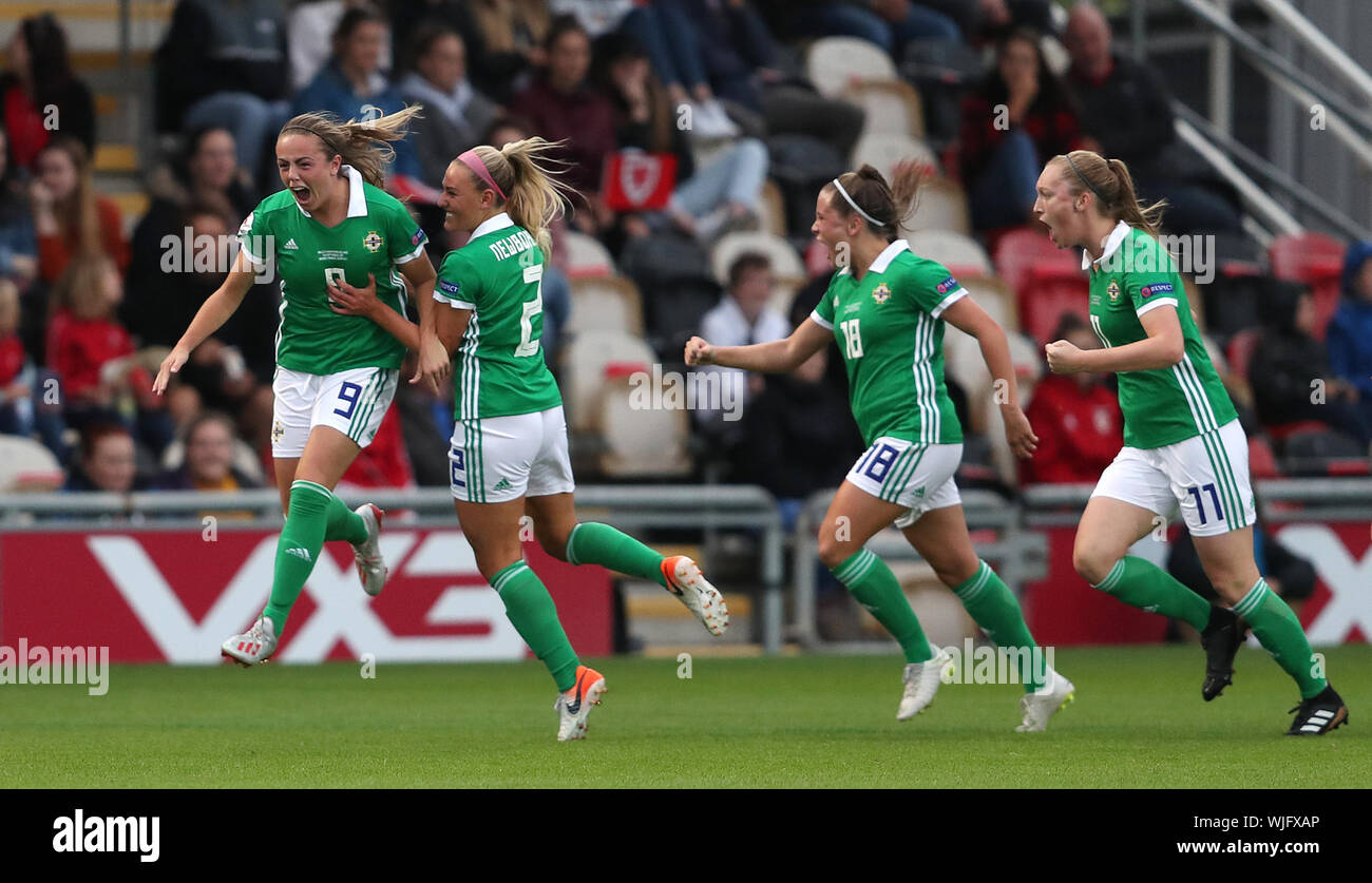 Northern Ireland's Simone Magill celebrates scoring their first goal ...