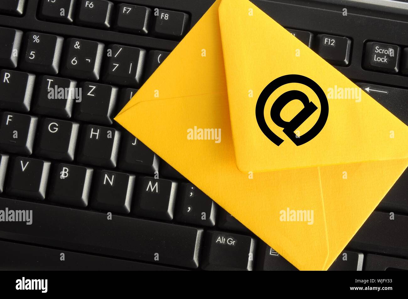 email concept with envelop and keyboard showing modern communication ...