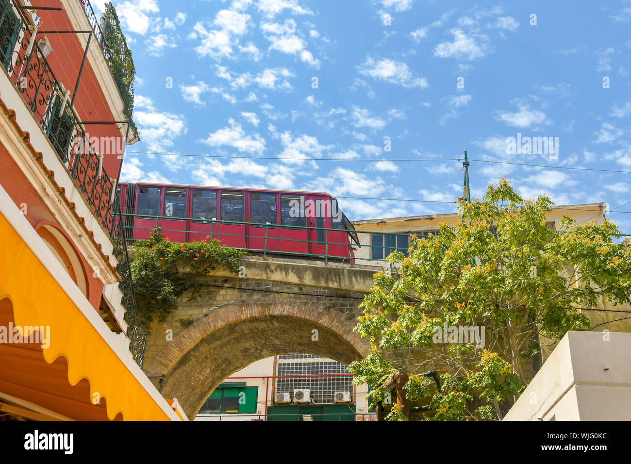 ISLE OF CAPRI, ITALY - AUGUST 2019: Train on the funicular railway ...