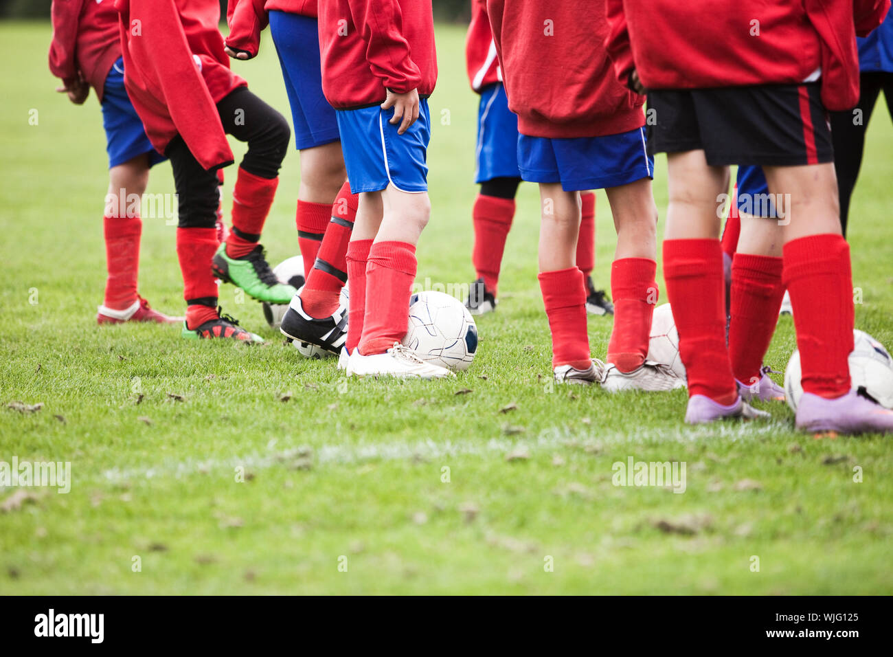 Close up of Young Soccer Players Legs Stock Photo - Alamy