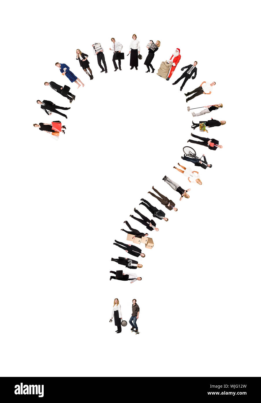 Question Mark Formed by Humans isolated on white Background Stock Photo ...