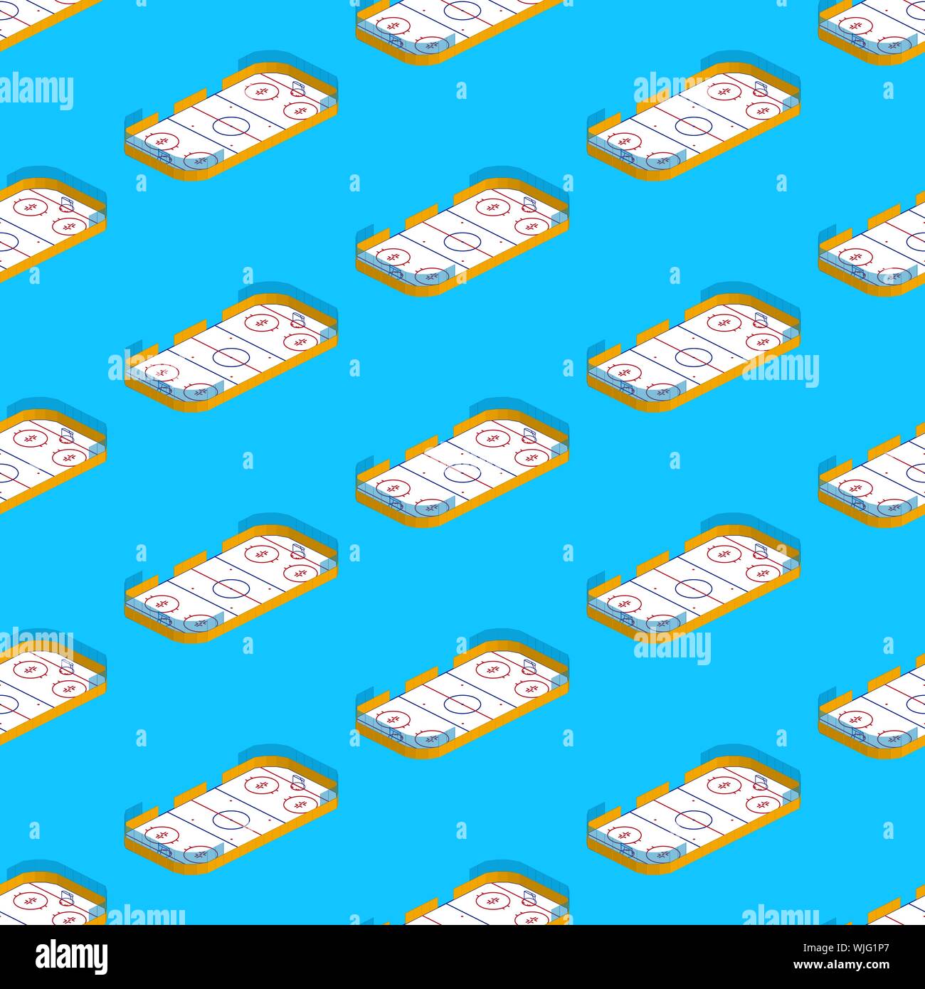 Hockey theme seamless pattern with isometric hockey rinks. Vector ...