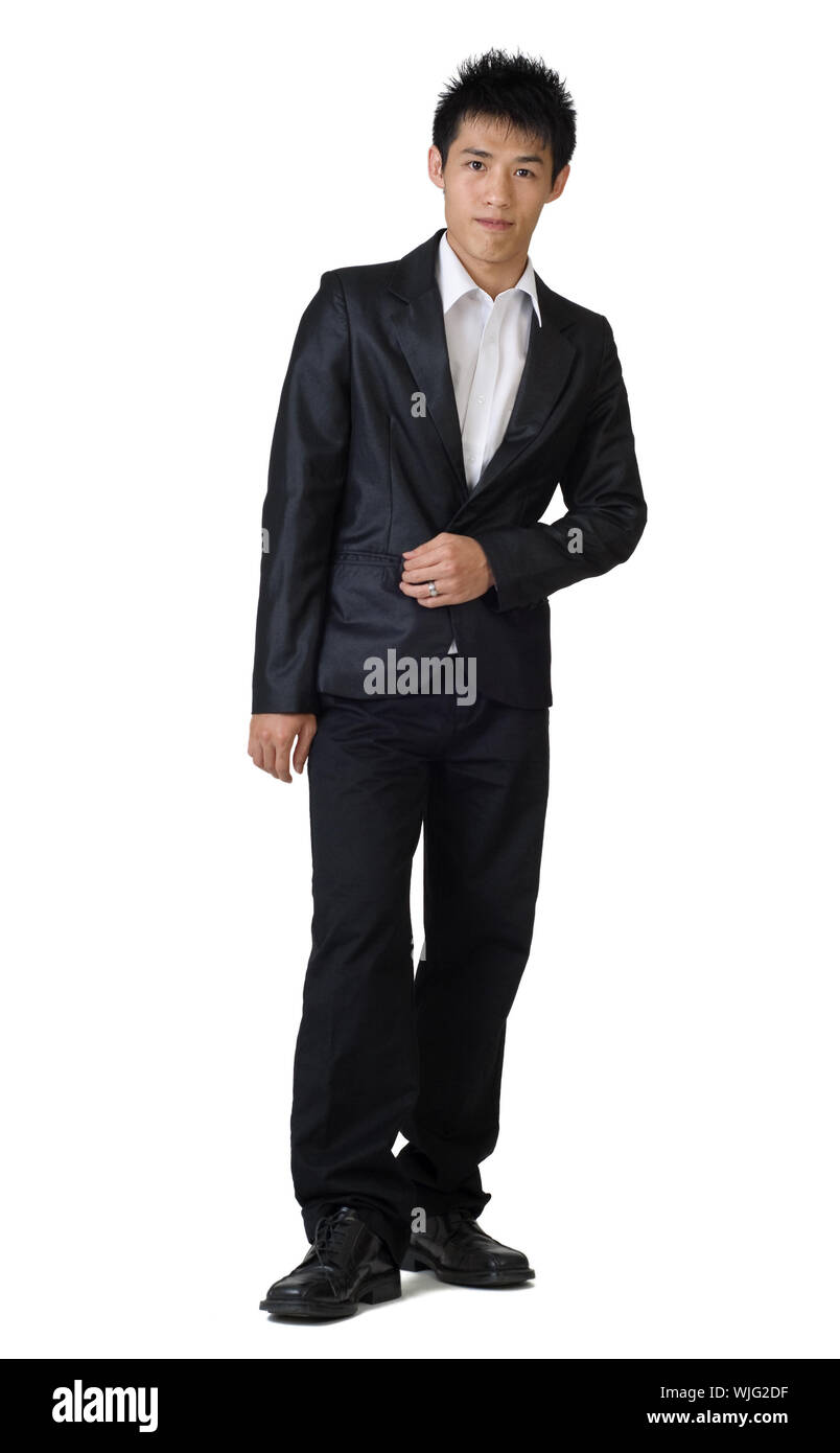 Handsome full body portrait standing on white background Stock Photo ...