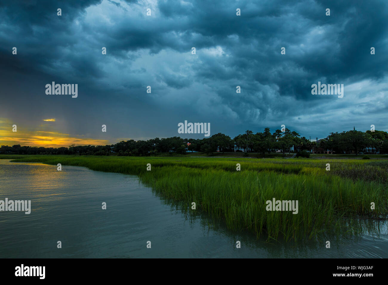 Angry rain storm moving over Beaufort, South Carolina Stock Photo - Alamy