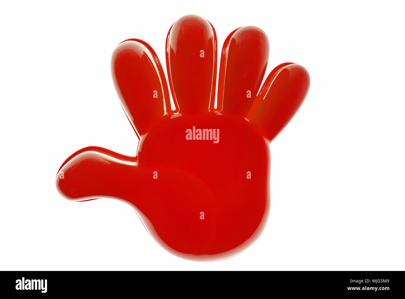 Red plastic open hand, waiting or stop sign Stock Photo - Alamy