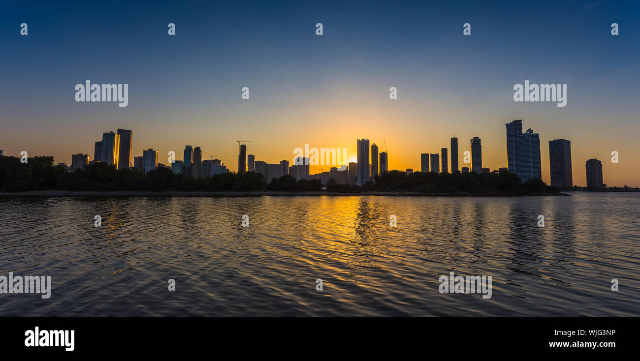 Skyscrapers in Sharjah city. Khalid Lagoon.UAE Stock Photo - Alamy