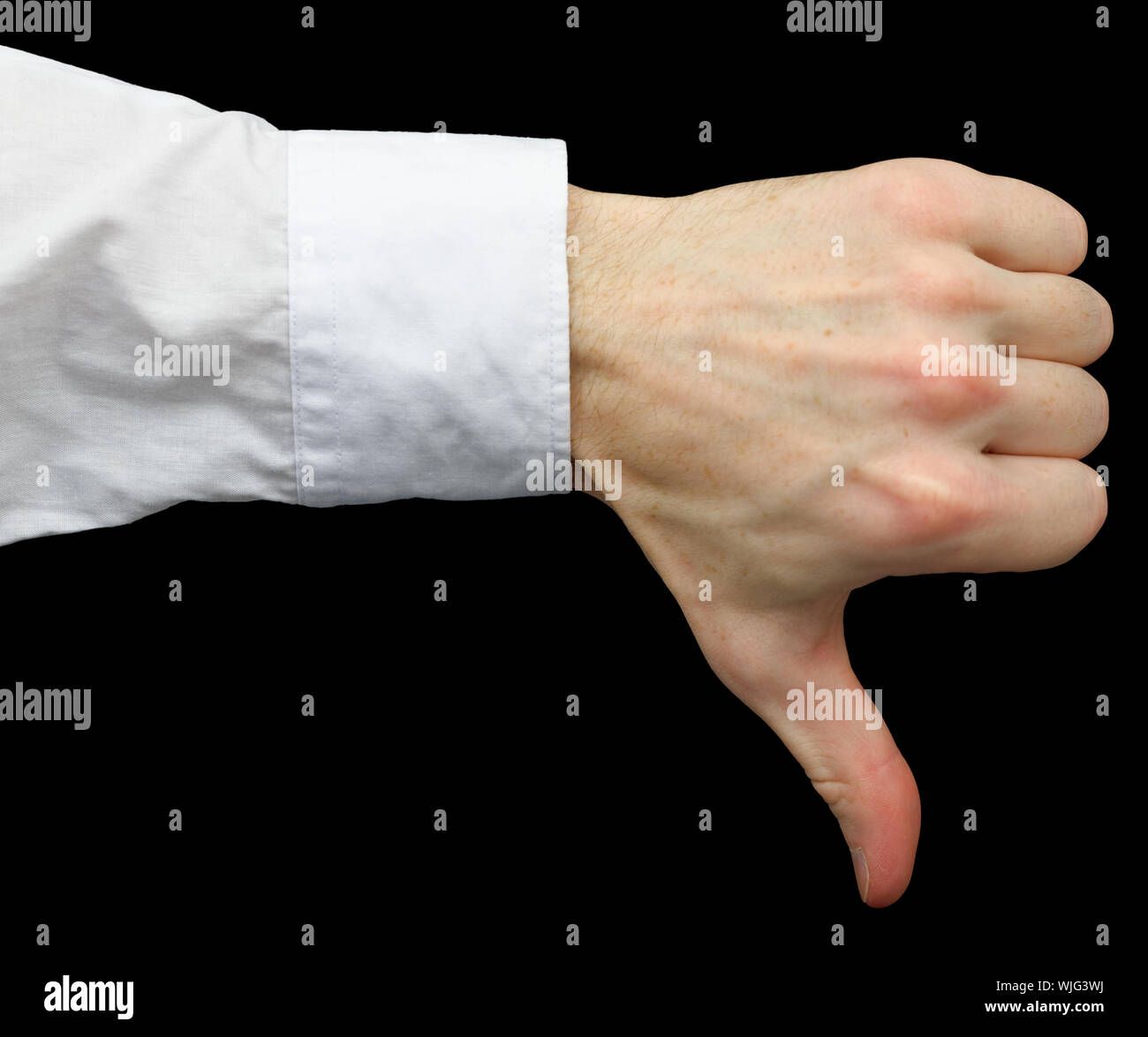 Hand showing gesture by a thumb downwards Stock Photo - Alamy