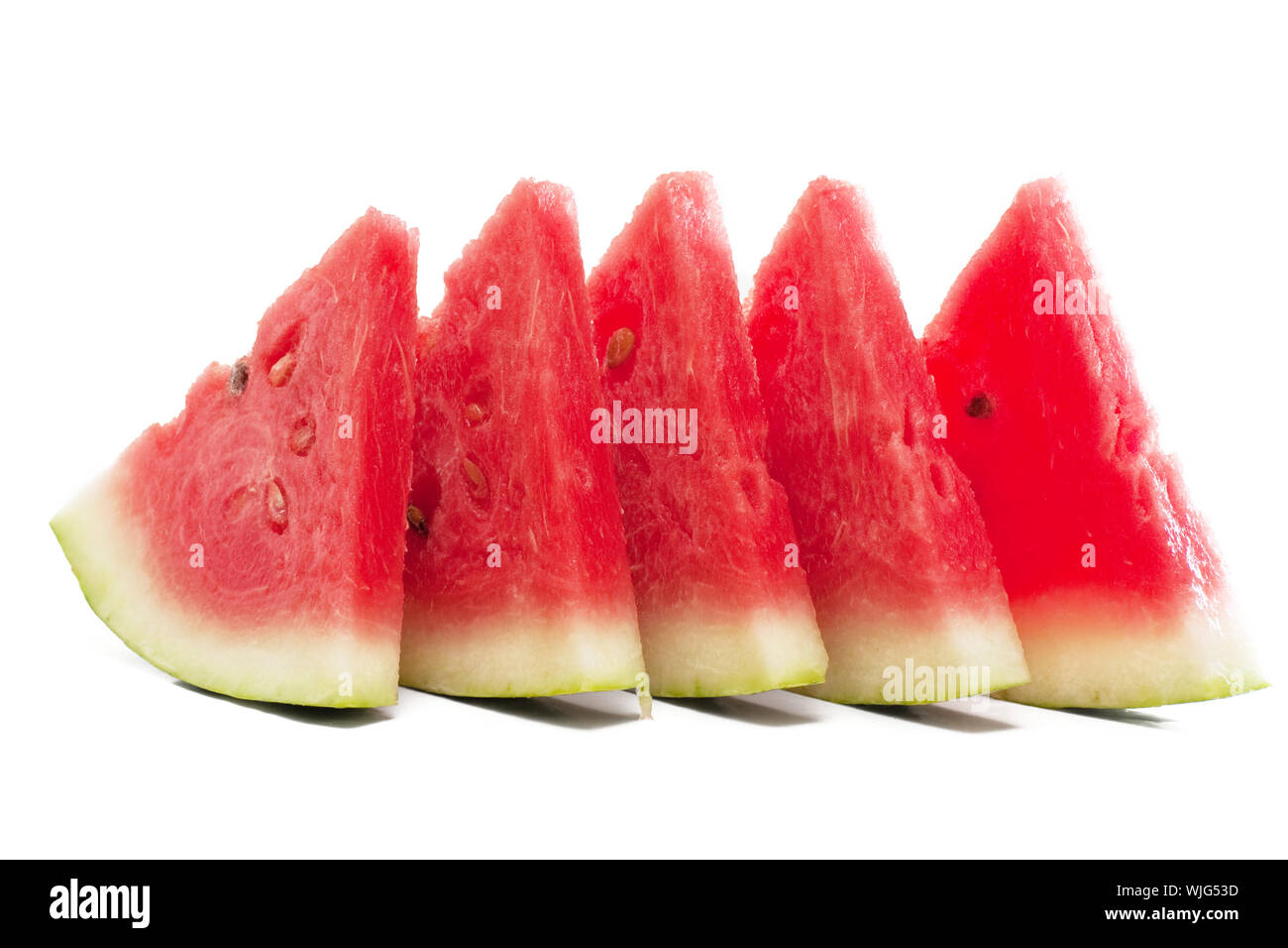Five pieces of watermelon isolated over white Stock Photo - Alamy