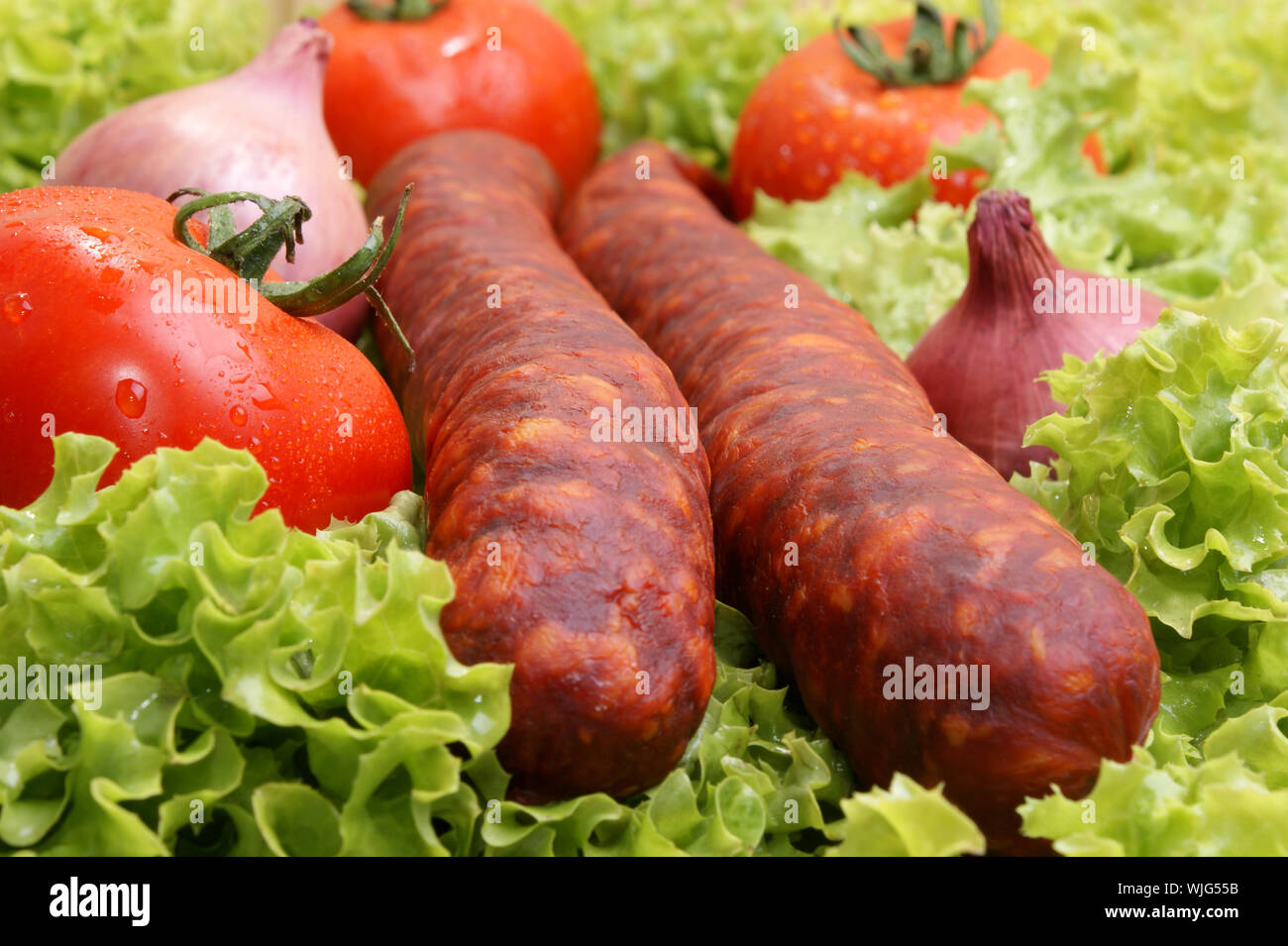 some home made salami and organic lettuce Stock Photo - Alamy