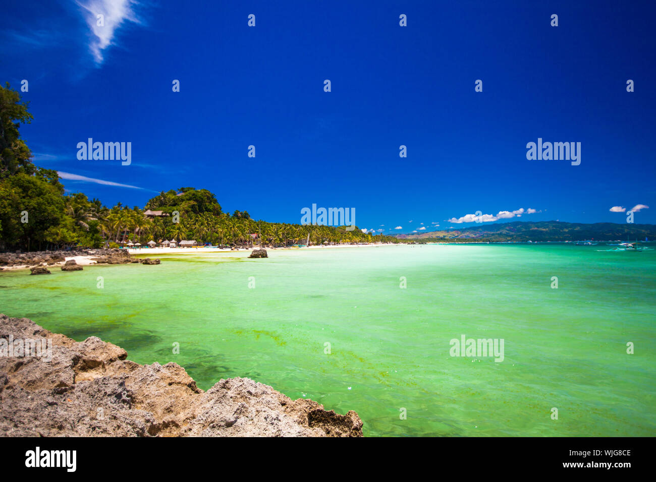 Perfect tropical beach with turquoise water in Boracay Stock Photo - Alamy