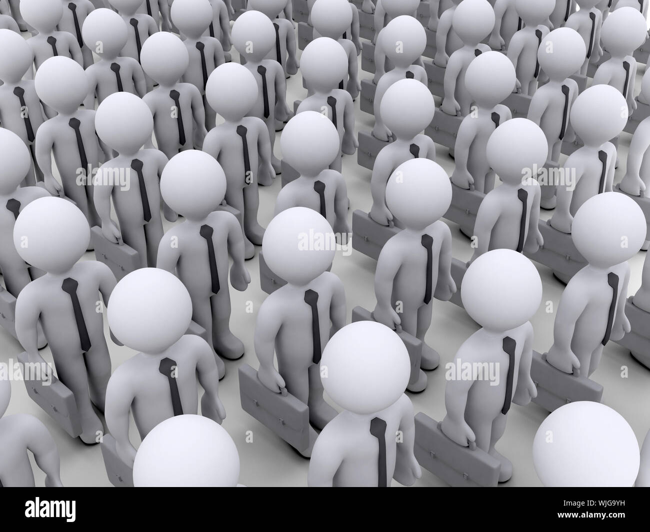 Many 3d businessmen are standing and facing to one direction Stock ...