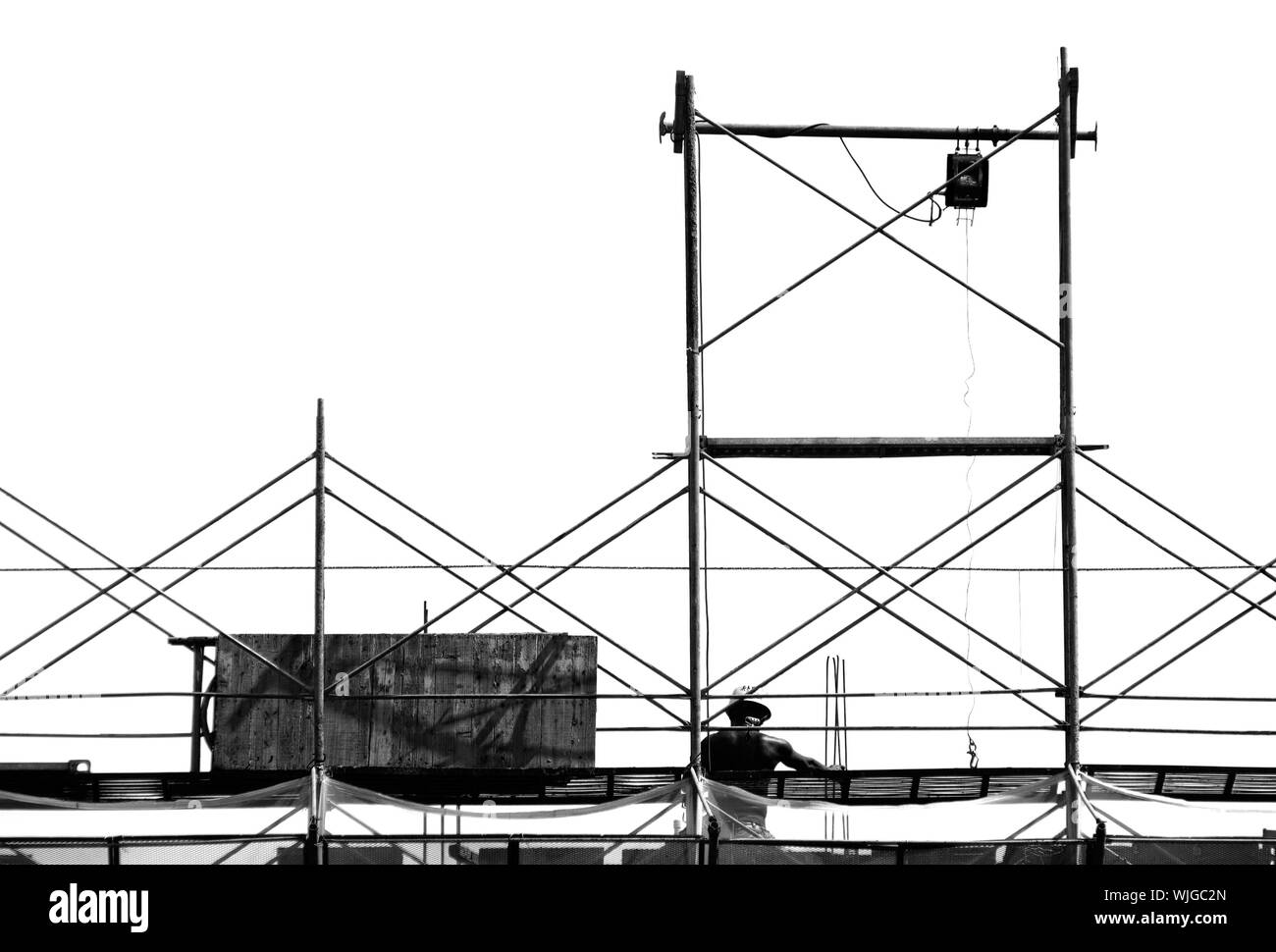 Steel framework construction site Black and White Stock Photos & Images ...