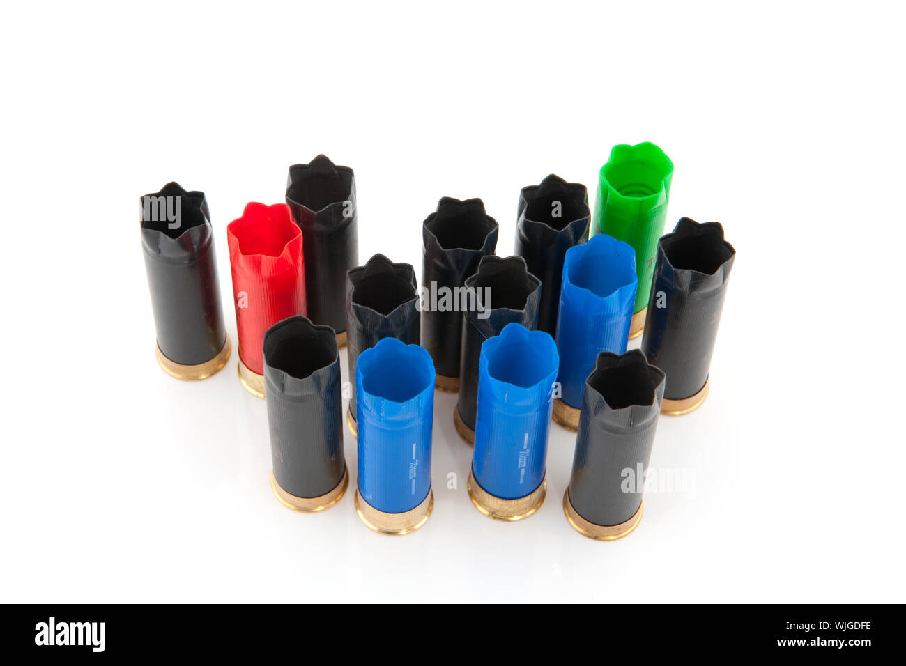 colorful empty plastic bullets isolated over white Stock Photo - Alamy