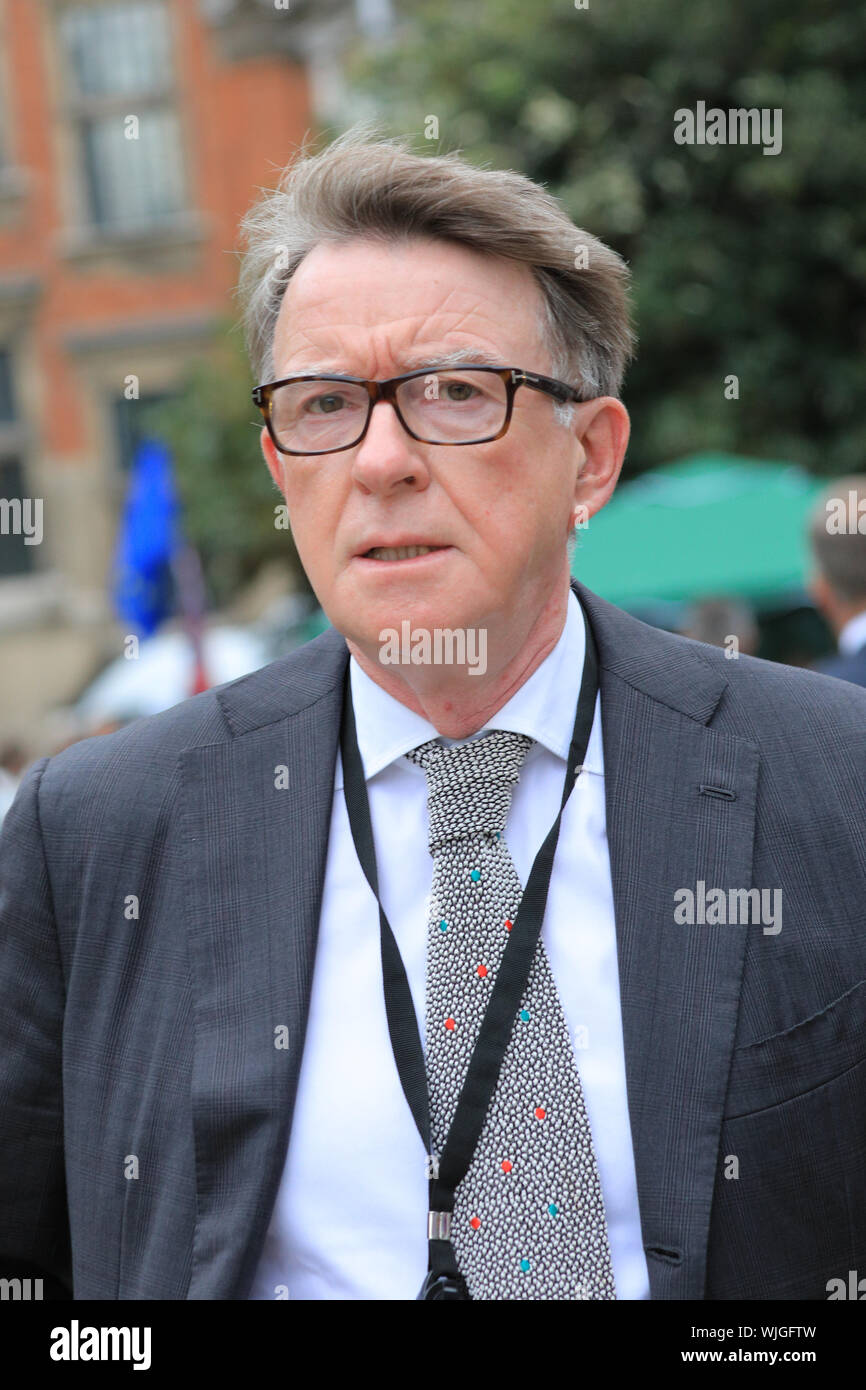 Westminster, London, 03rd Sep 2019. Peter Mandelson, The Lord Mandelson ...