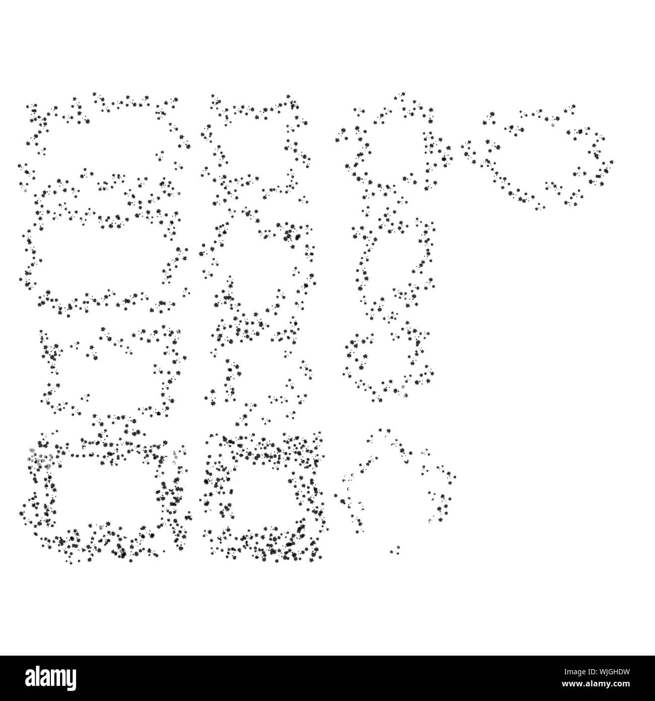 Black circle and square frames. Brush strokes. design elements set ...