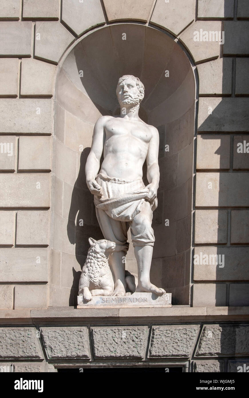 Magnificent Crarved White Marble Statue Male Sower of Seed with Sheep ...