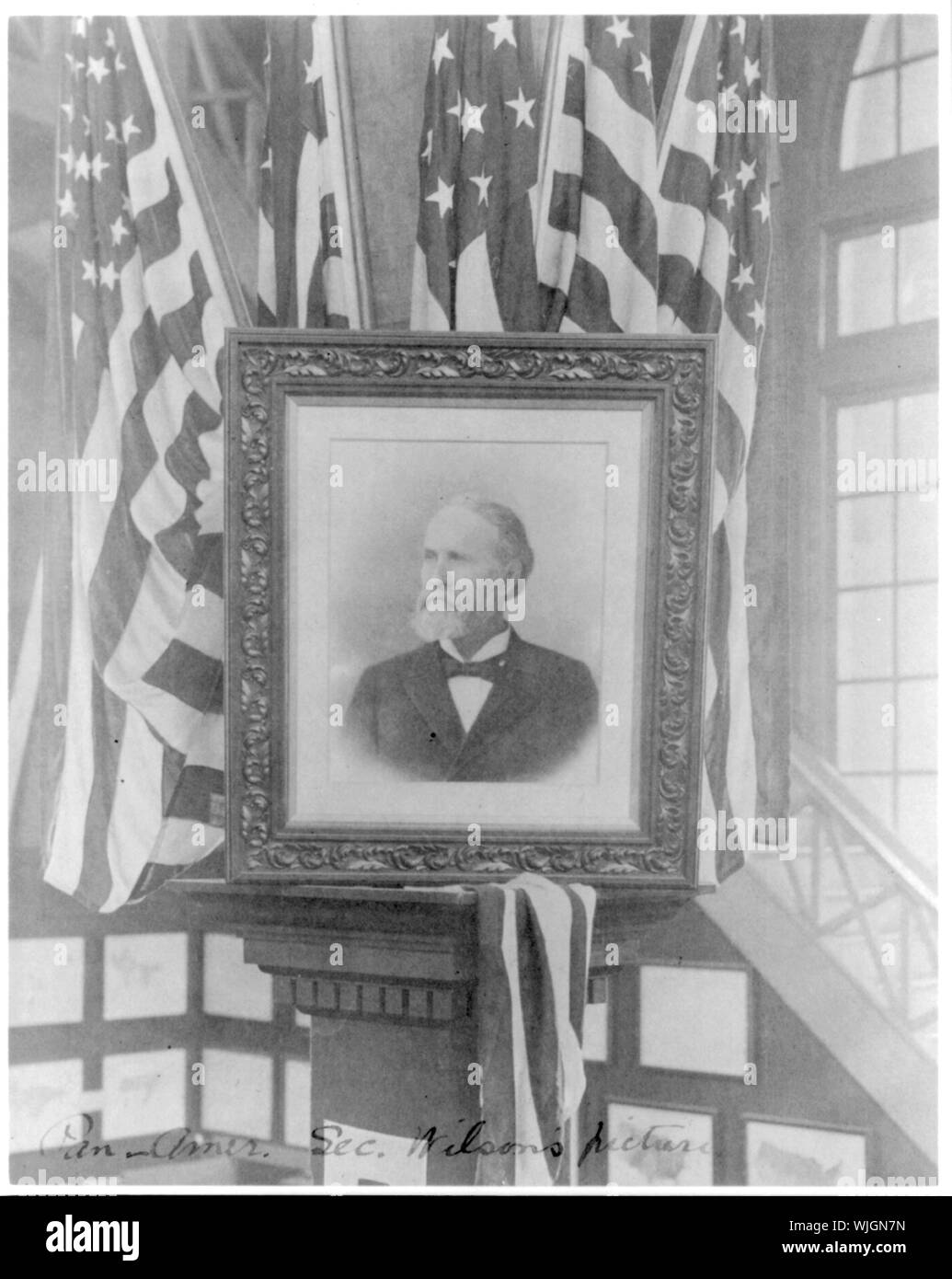Henry Lane Wilson, 1857-1932; photo of flag-decked framed bust portr ...