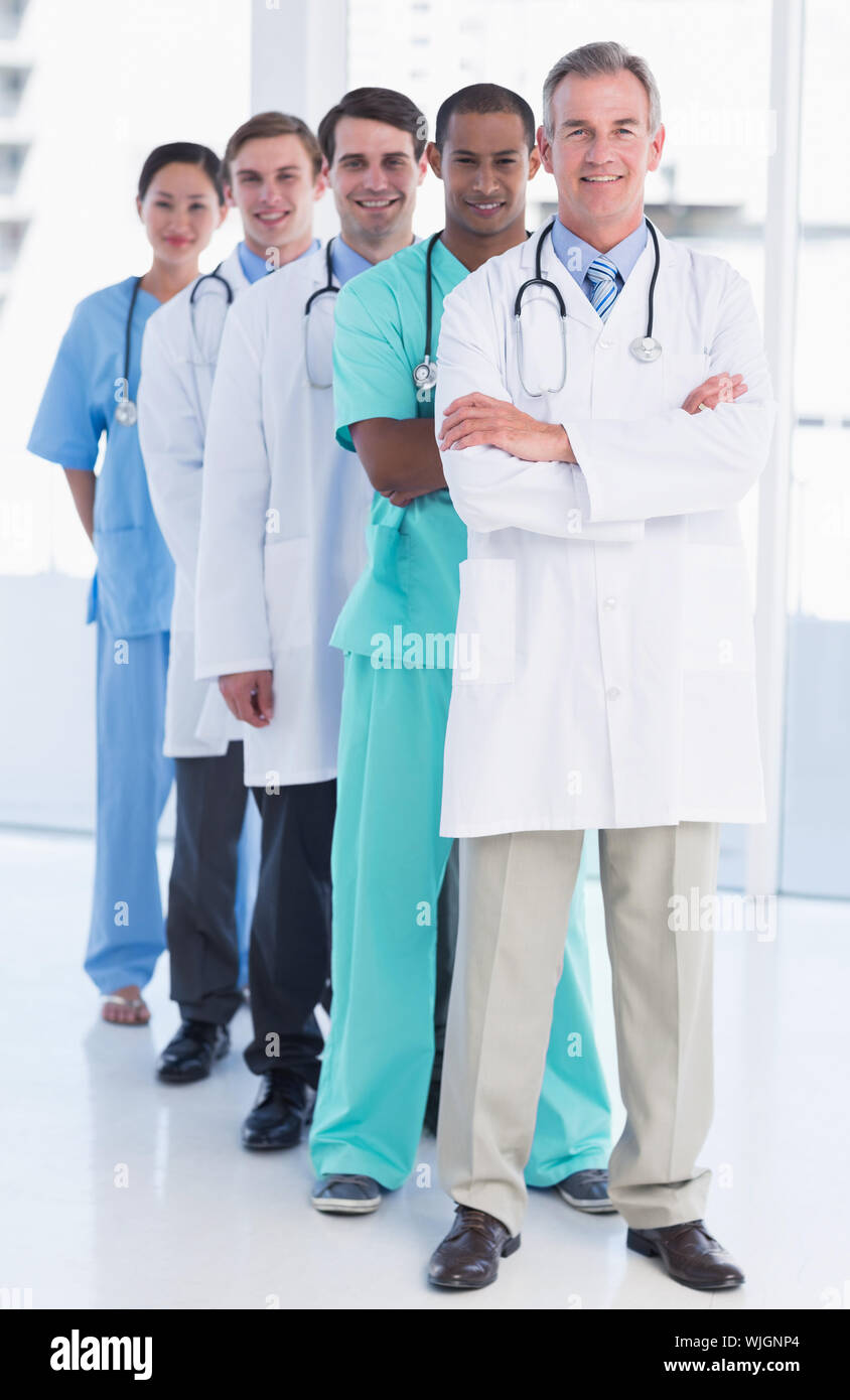 Full length portrait of doctors standing in a row at the hospital Stock ...