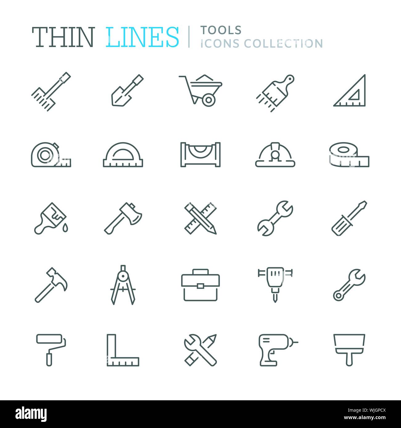 Collection of tools thin line icons Stock Vector Image & Art - Alamy